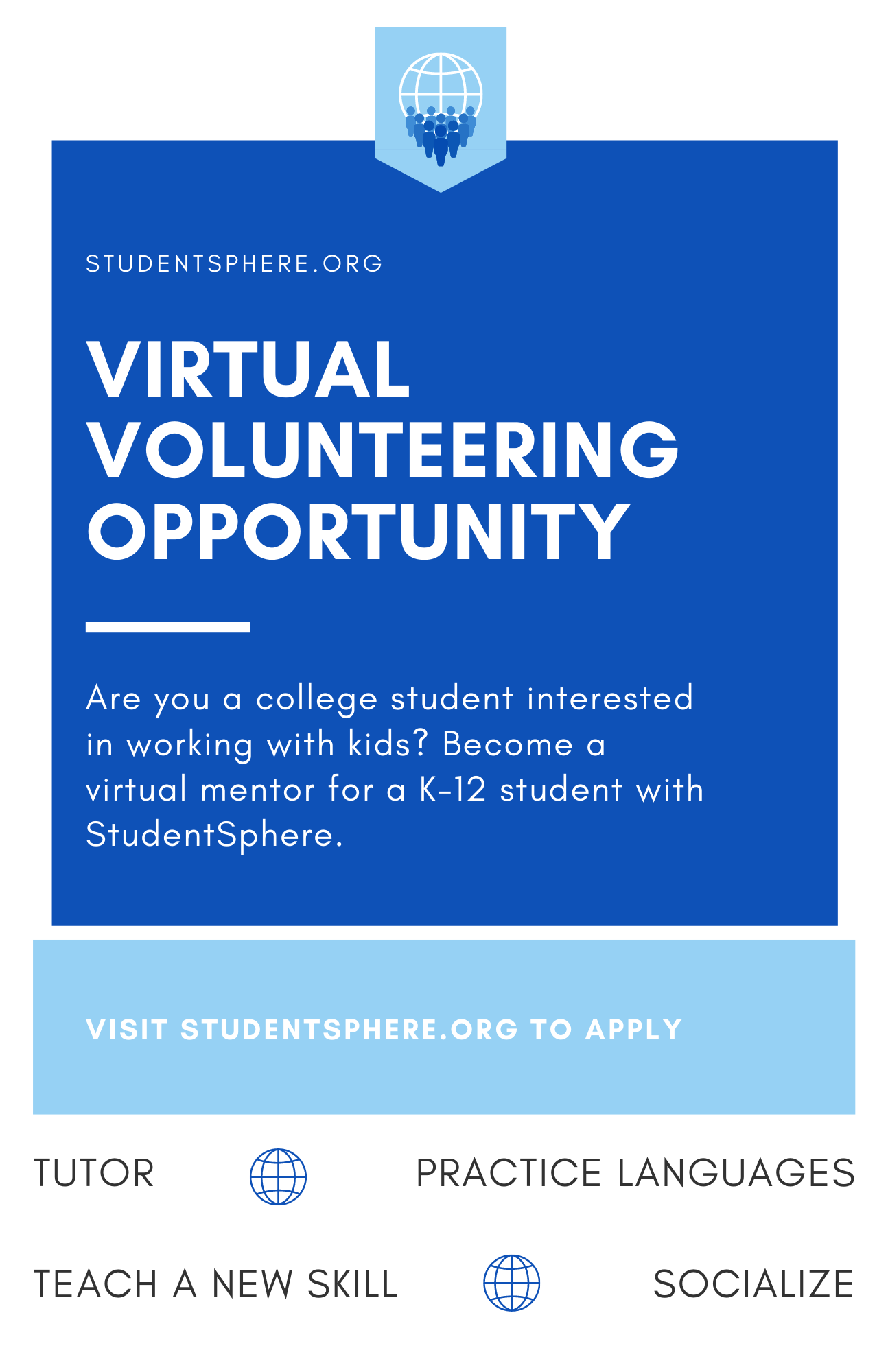 StudentSphere seeks Volunteer Mentors – Jobs + Internships + More