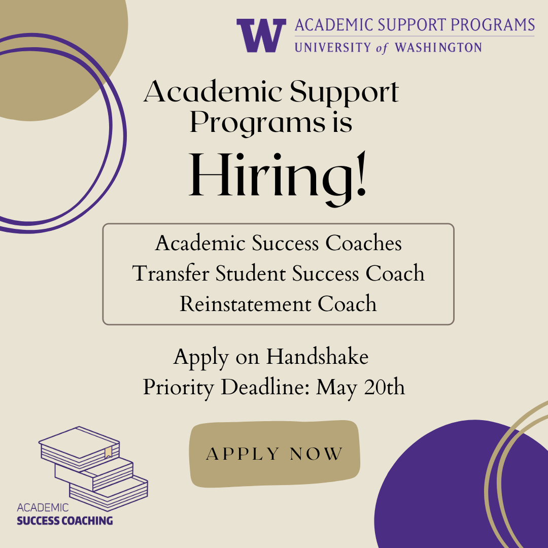 Academic Support Programs is hiring Academic Success Coaches! – Jobs ...