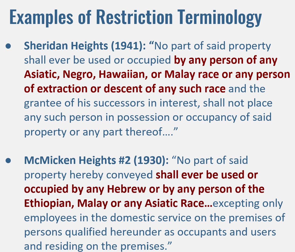 Understanding Restrictive Covenants - Racial Restrictive Covenants Project