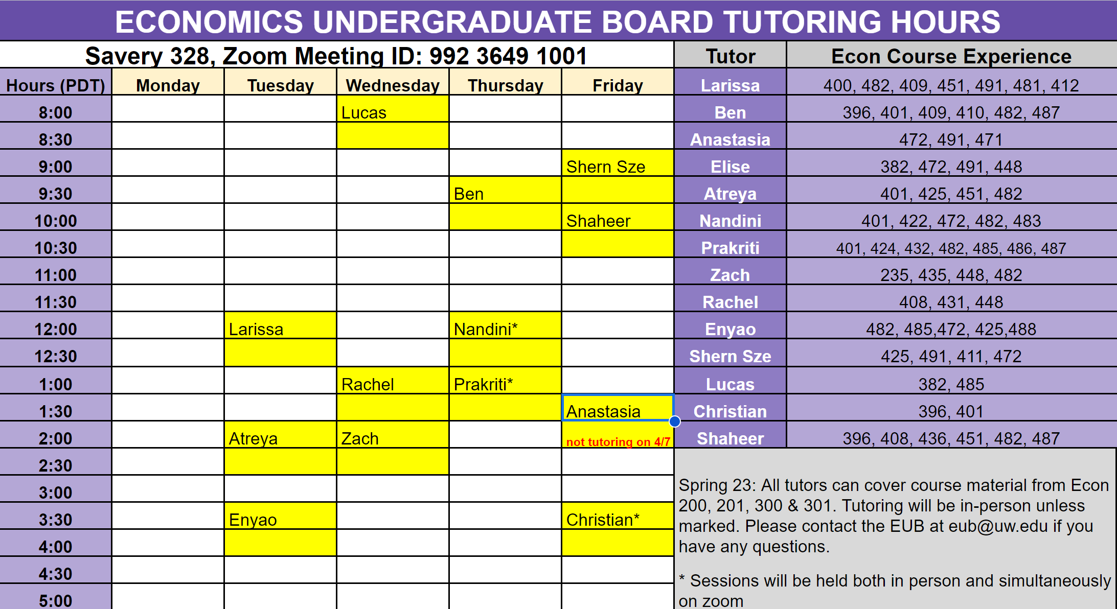 EUB Tutoring – Economics Undergraduate Board