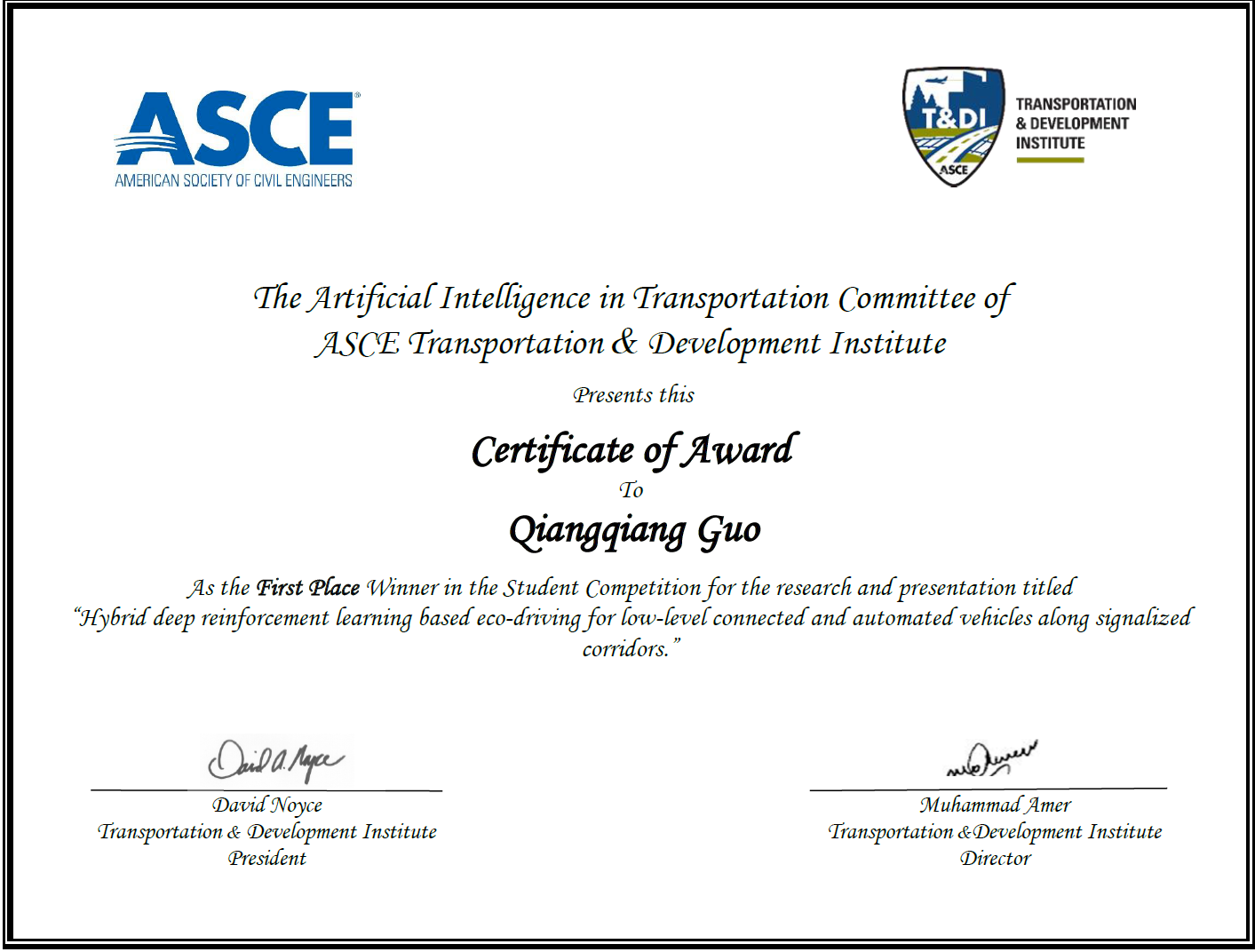 Qiangqiang Guo receives First Place in Student AI Competition organized ...