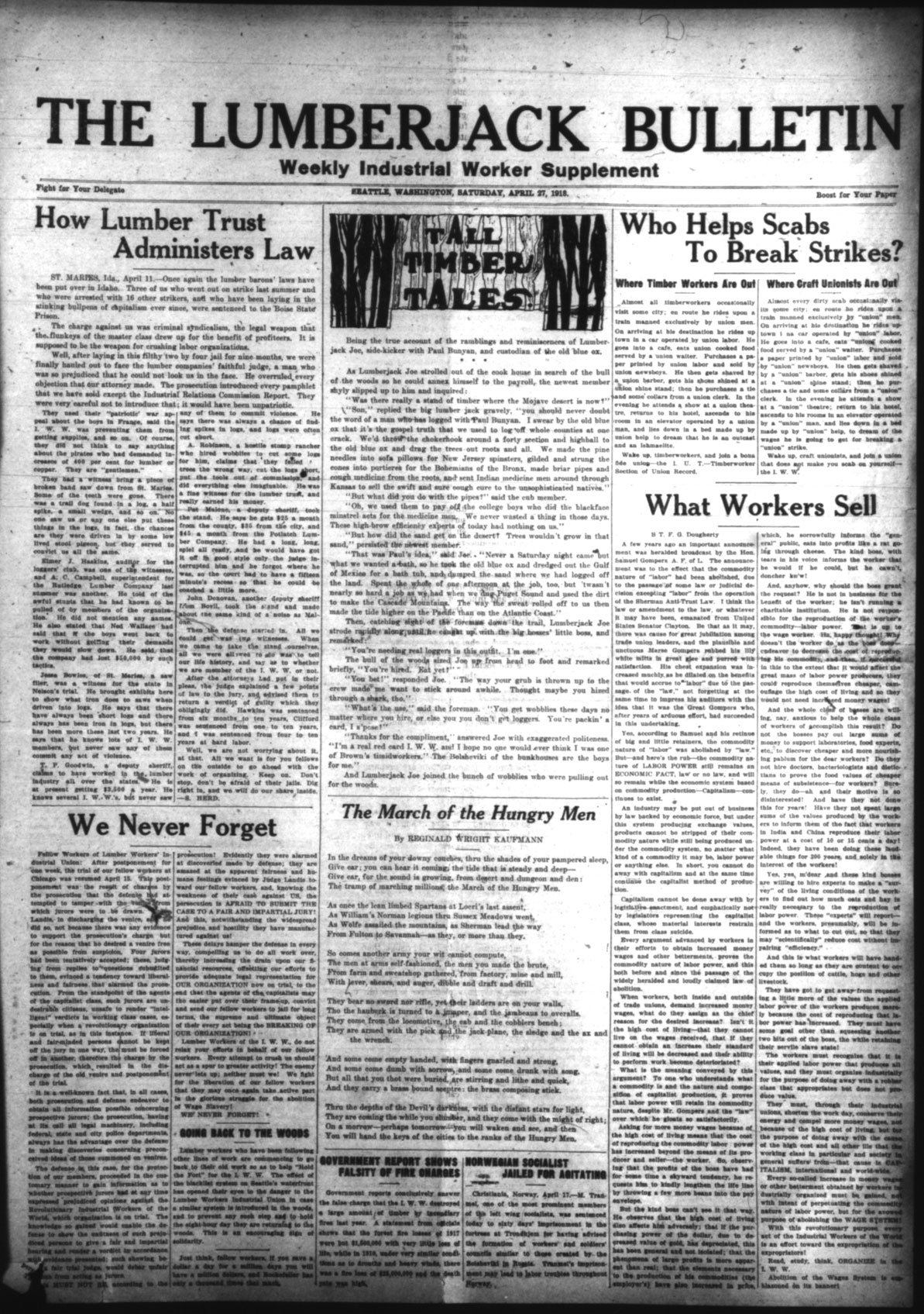 The Industrial Worker - IWW newspaper published in Spokane and Seattle ...