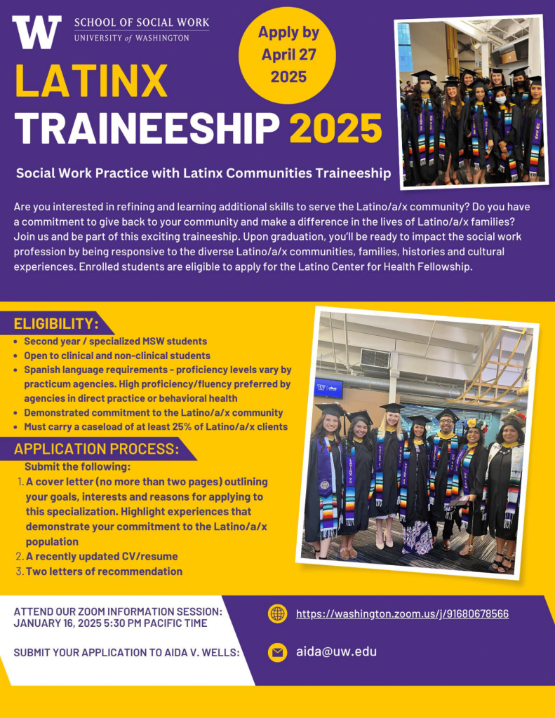 Apply for the SSW Latinx Traineeship 2025 (due 4/27) :SSW MSW Blog - washington.edu