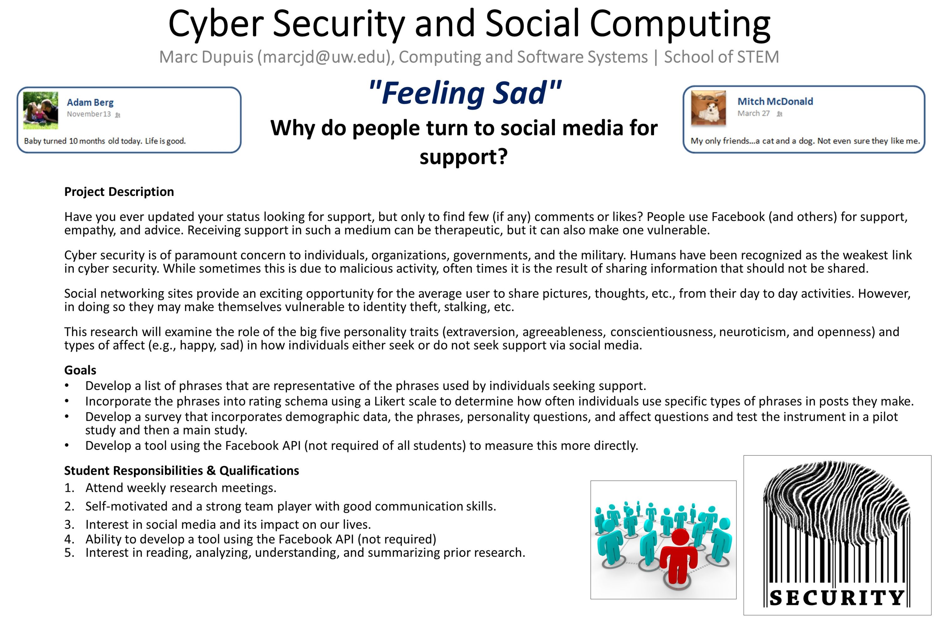 Cyber Security and Social Computing: Feeling Sad – CONNECTED HUSKIES