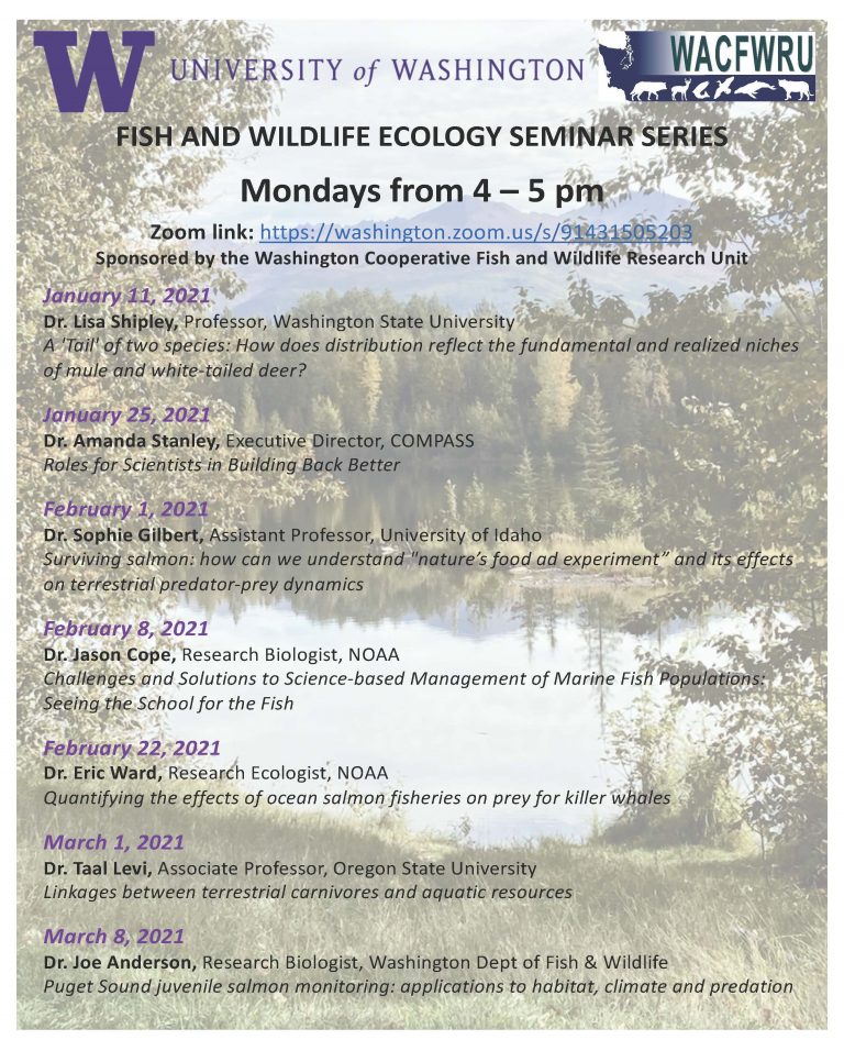Washington Fish and Wildlife Ecology Seminar Series – Washington ...